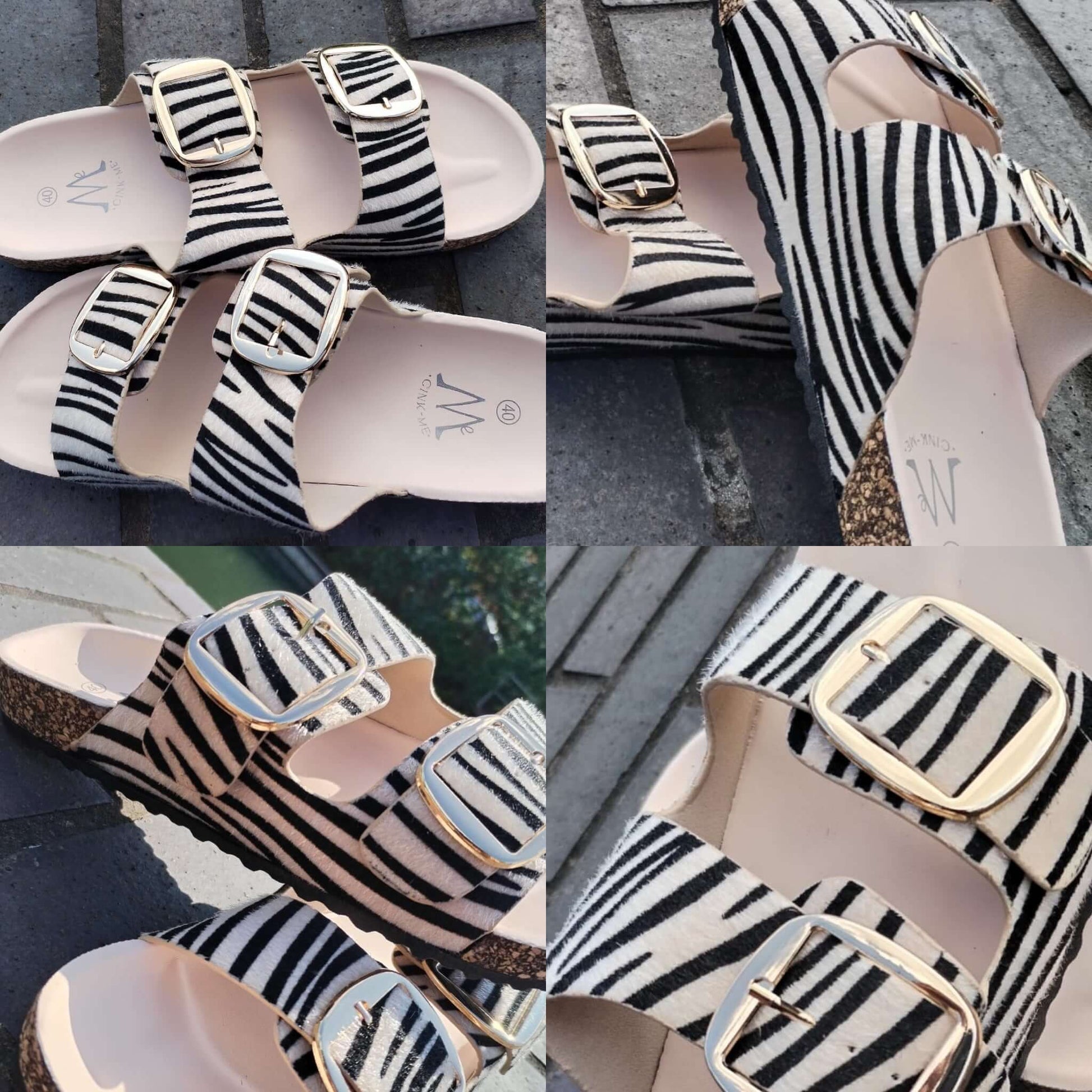 Marti Twin Buckle Zebra Print Slider